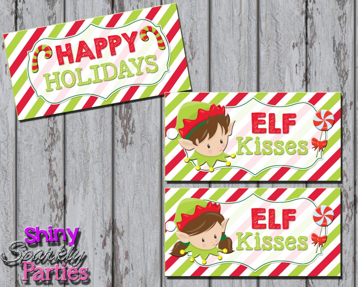 ELF KISSES TREAT Bag Toppers Christmas Elf Treat Toppers | Etsy