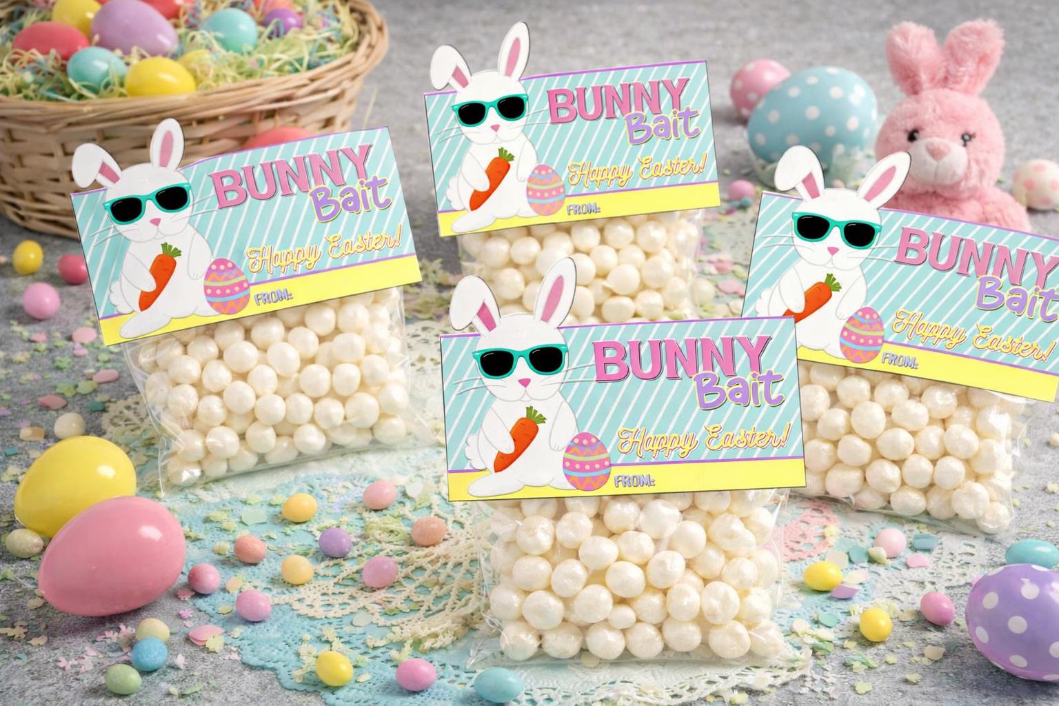 BUNNY BAIT Treat Bag Toppers - Easter Treat Bag Toppers - Easter Gift ...