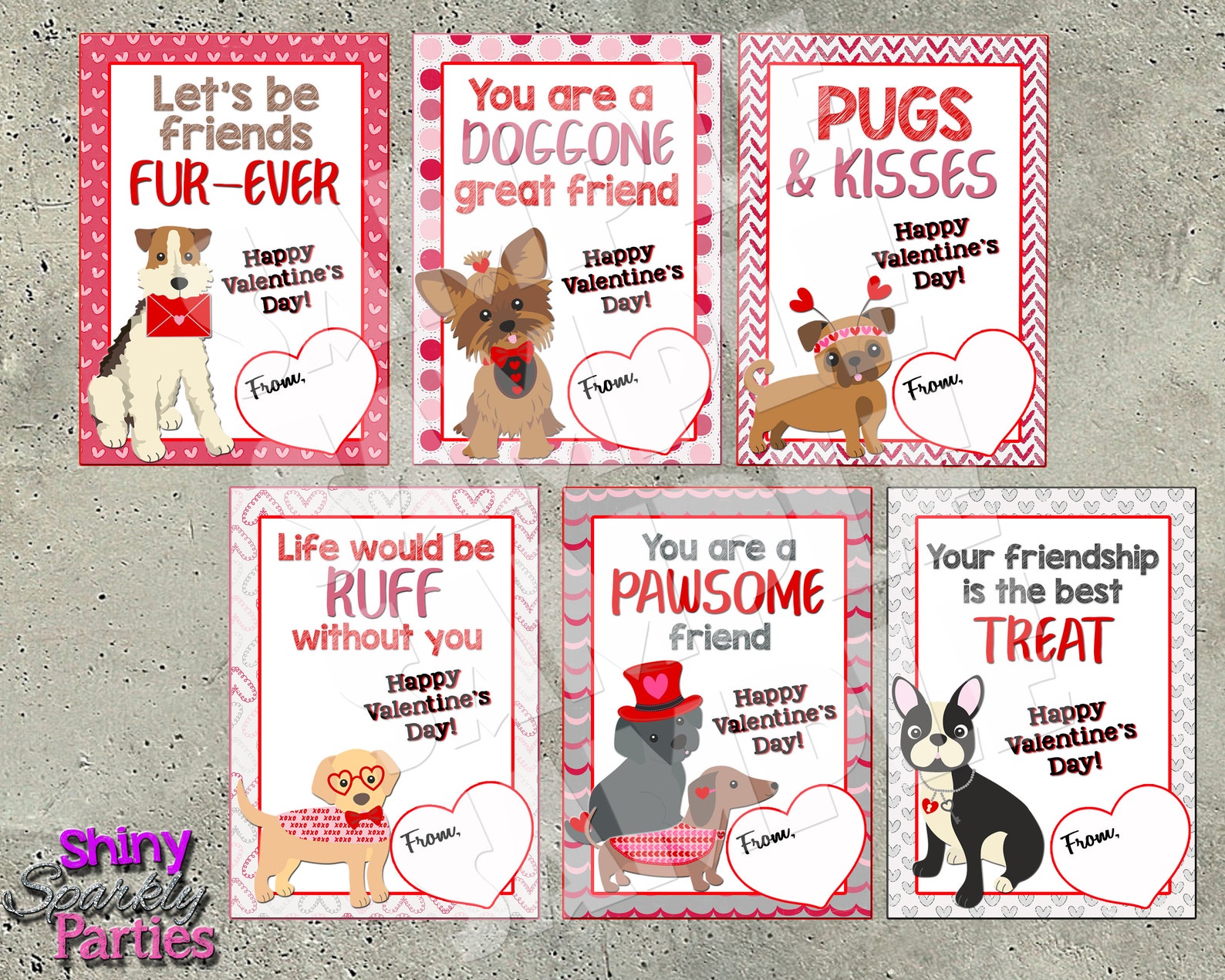 DOG VALENTINE CARDS Classroom Valentines Puppy Valentine - Etsy