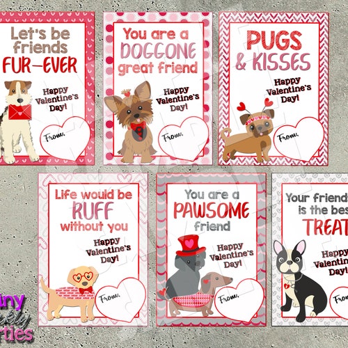 DOG VALENTINE CARDS Classroom Valentines Puppy Valentine - Etsy