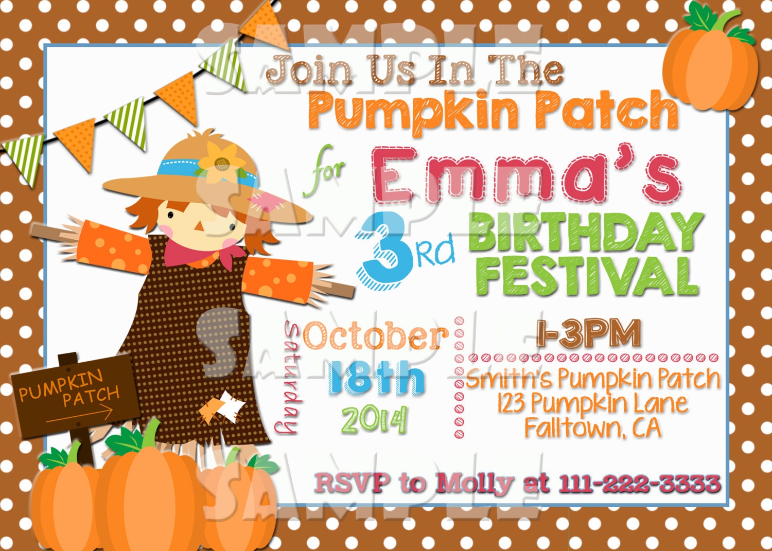 SCARECROW BIRTHDAY INVITATION Fall Birthday Invite Fall - Etsy