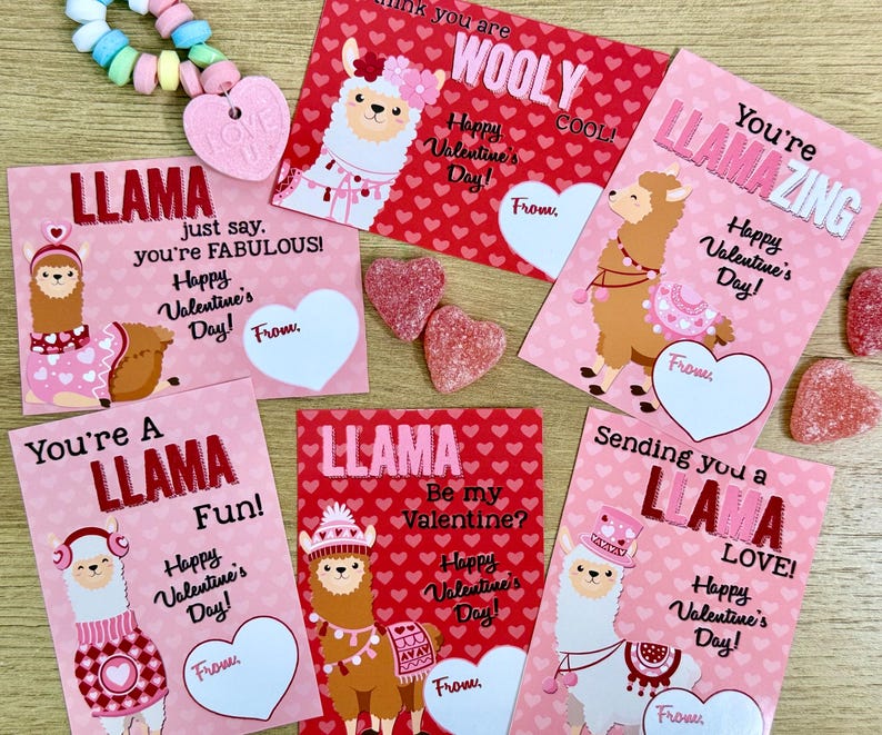 LLAMA VALENTINE CARDS, Valentines for School, Llama Valentines ...
