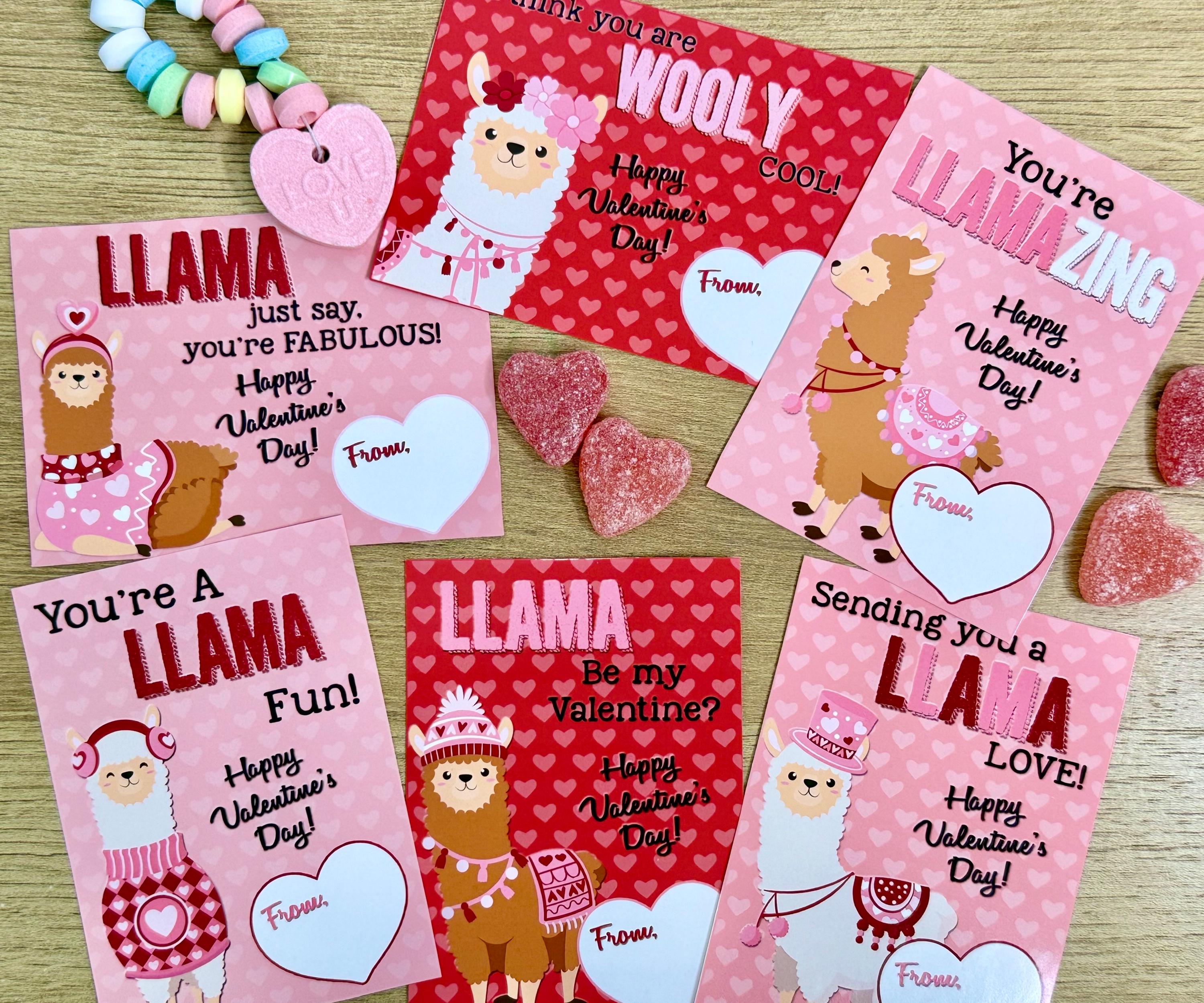 LLAMA VALENTINE CARDS, Valentines for School, Llama Valentines ...