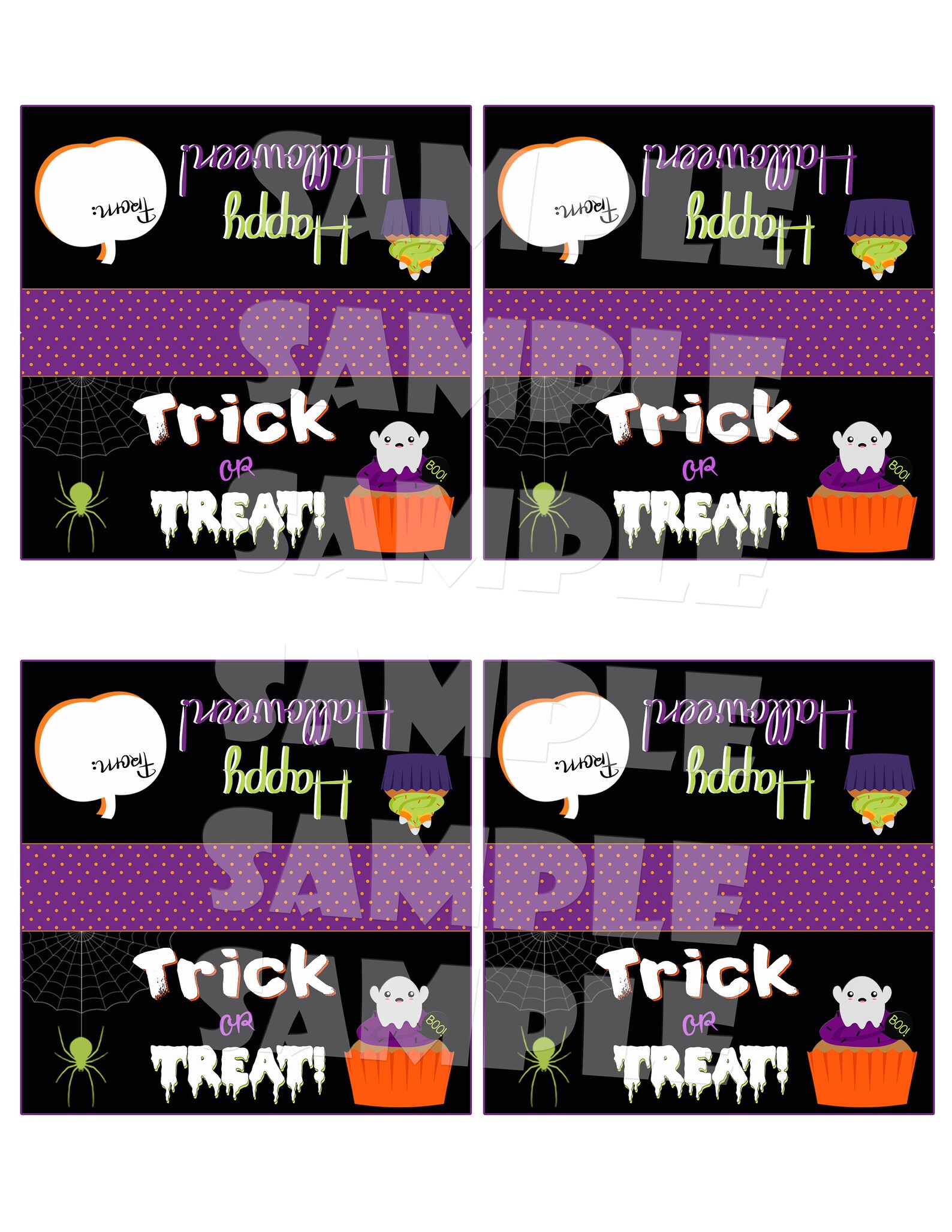 HALLOWEEN TREAT Bag TOPPERS, Trick or Treat Toppers, Halloween Bag Tags ...