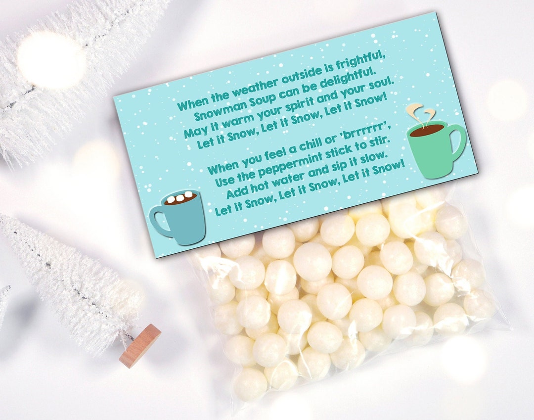 SNOWMAN SOUP Treat Bag TOPPERS, Snowman Treat Bag Toppers, Christmas ...