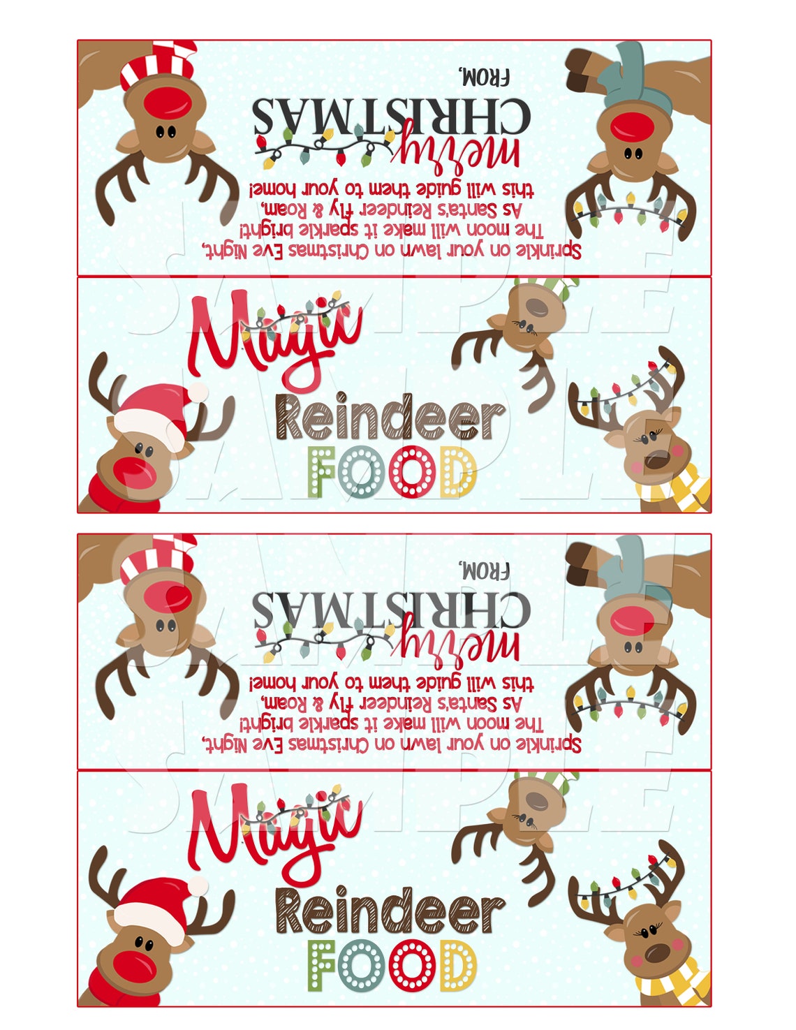 REINDEER FOOD TREAT Bag Toppers, Christmas Bag Toppers, Classroom ...