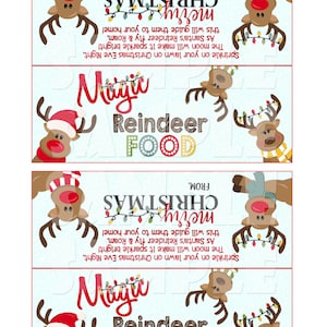 REINDEER FOOD TREAT Bag Toppers, Christmas Bag Toppers, Classroom ...