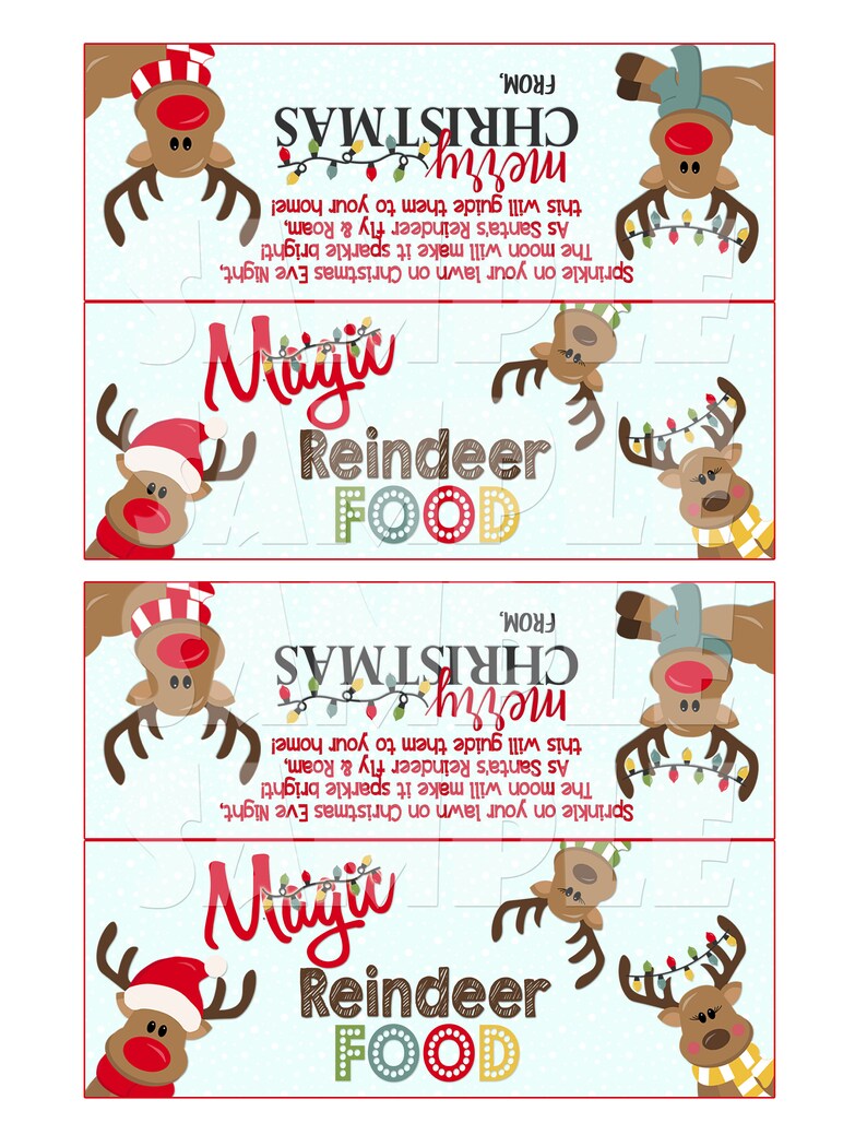 REINDEER FOOD TREAT Bag Toppers, Christmas Bag Toppers, Classroom ...