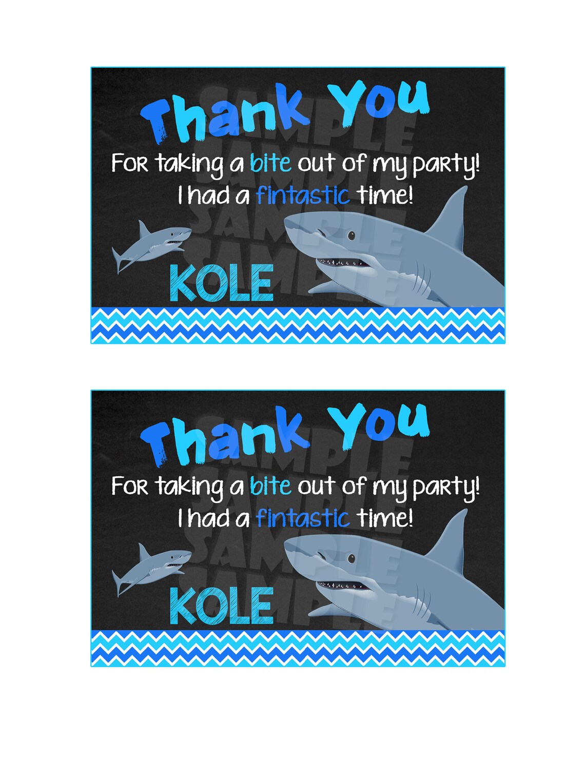 SHARK THANK YOU Card Shark Birthday Thank You Note Shark - Etsy