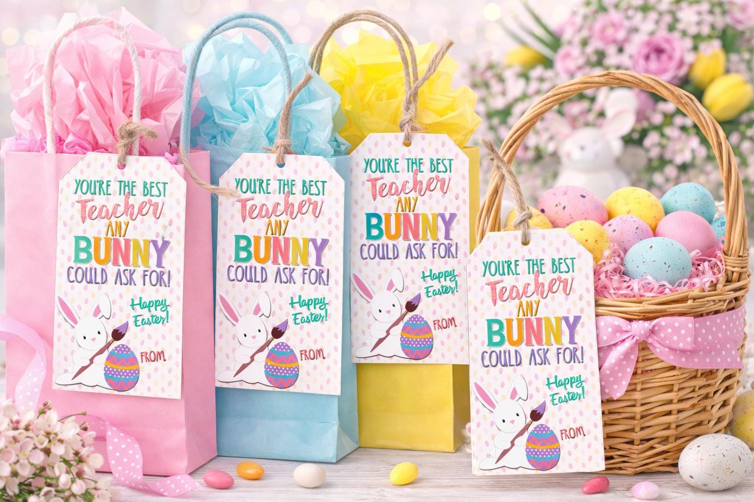 EASTER TEACHER GIFT Tags, Easter Bunny Teacher Tags, You're the Best ...