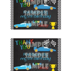 RACE CAR THANK You Card, Racing Birthday Party Thank You Note, Drag ...