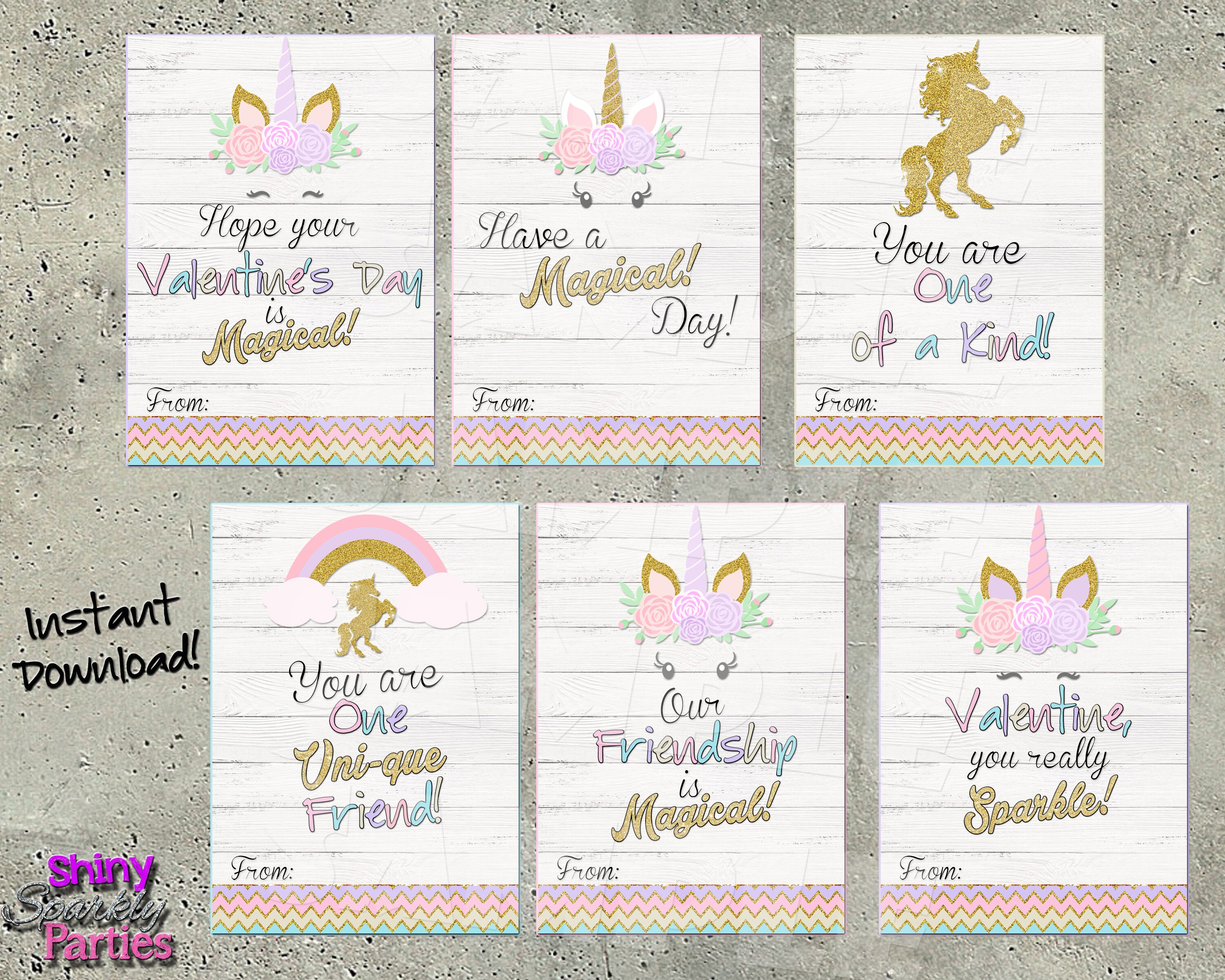UNICORN VALENTINES Unicorn Valentine Cards Valentines for - Etsy