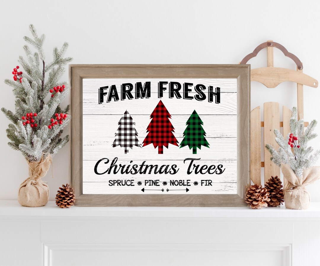 CHRISTMAS TREE FARM, Christmas Wall Art, Buffalo Plaid Decor, Printable ...