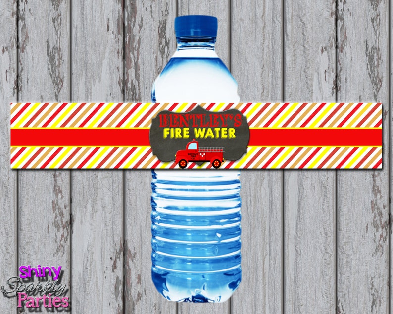 FIRETRUCK WATER Bottle LABELS - Vintage Firetruck Water Labels - Water ...