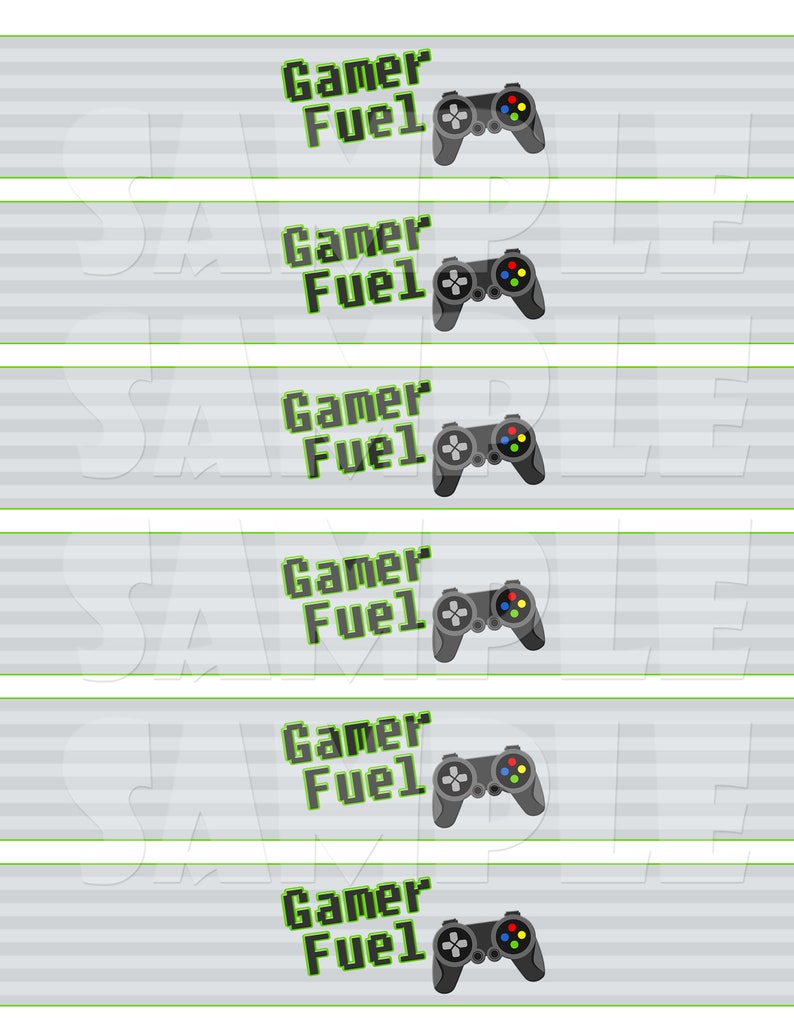 GAMER WATER BOTTLE Labels, Gaming Party, Video Game Birthday, Game On ...