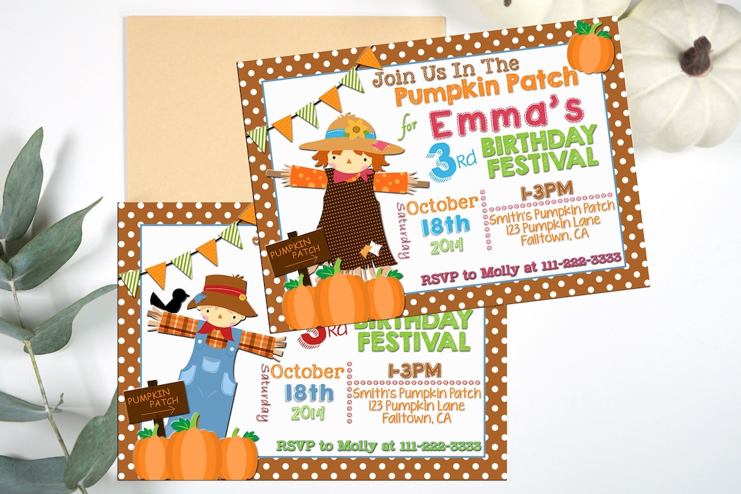 SCARECROW BIRTHDAY INVITATION - Fall Birthday Invite - Fall - Fall Baby ...