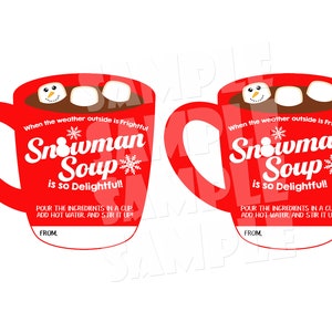 Printable Snowman Soup Gift Tags – Hot Chocolate / Cocoa Treat Toppers ...