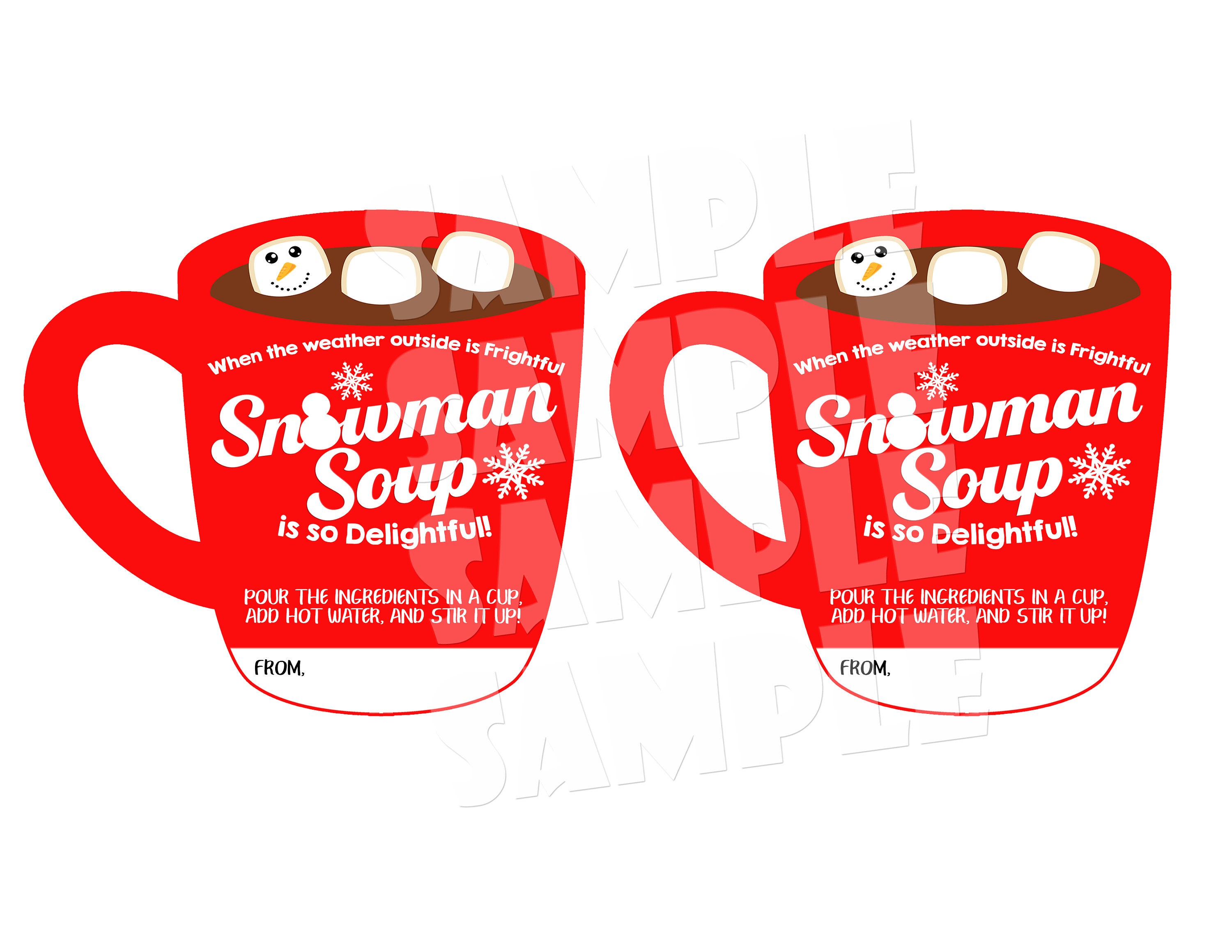 Printable Snowman Soup Gift Tags – Hot Chocolate / Cocoa Treat Toppers ...