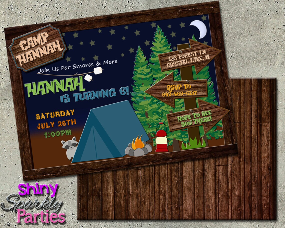 CAMPING BIRTHDAY INVITATION Camping Birthday Party Invite - Etsy