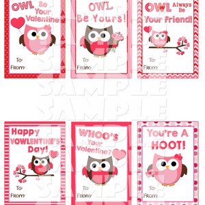 OWL VALENTINES - Printable Owl Valentine Cards - Classroom Valentines ...
