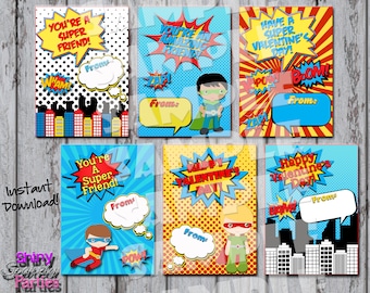 Printable Superhero Valentine Cards Kid's Super Hero - Etsy