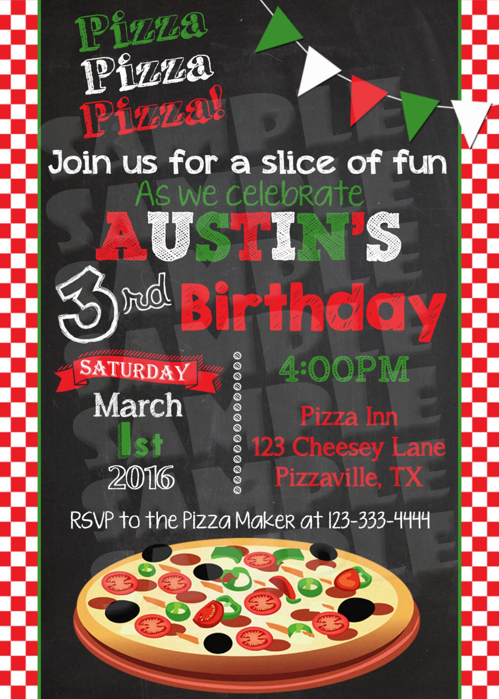 PIZZA PARTY INVITATION Pizza Invite Pizza Party birthday | Etsy