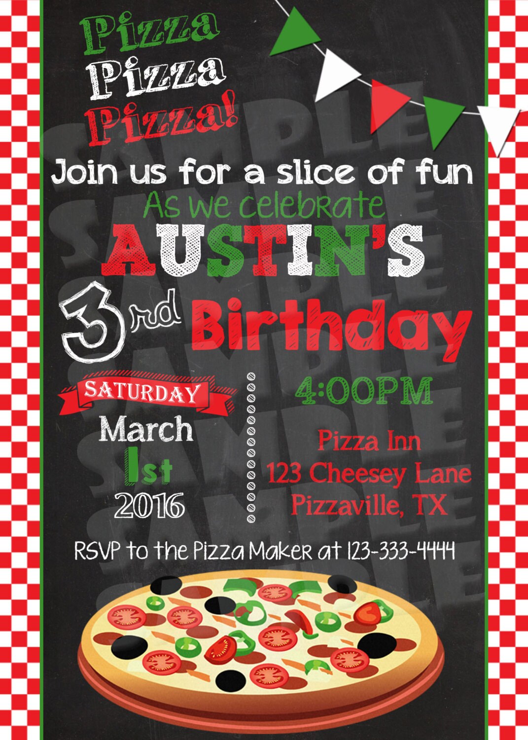 PIZZA PARTY INVITATION Pizza Invite Pizza Party birthday | Etsy