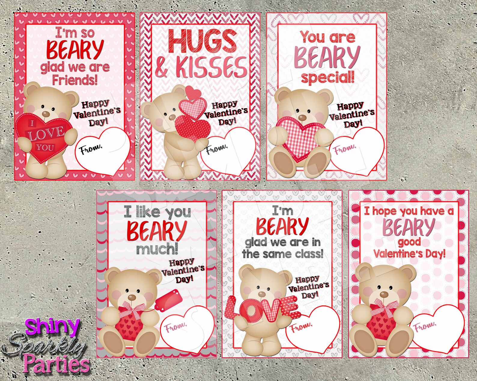 TEDDY BEAR VALENTINE Cards Classroom Valentines Bear | Etsy