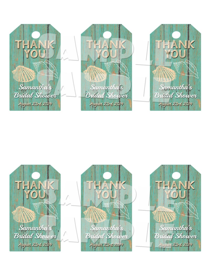 BEACH BRIDAL SHOWER Tags Beach Favor Tags Shower Thank You - Etsy