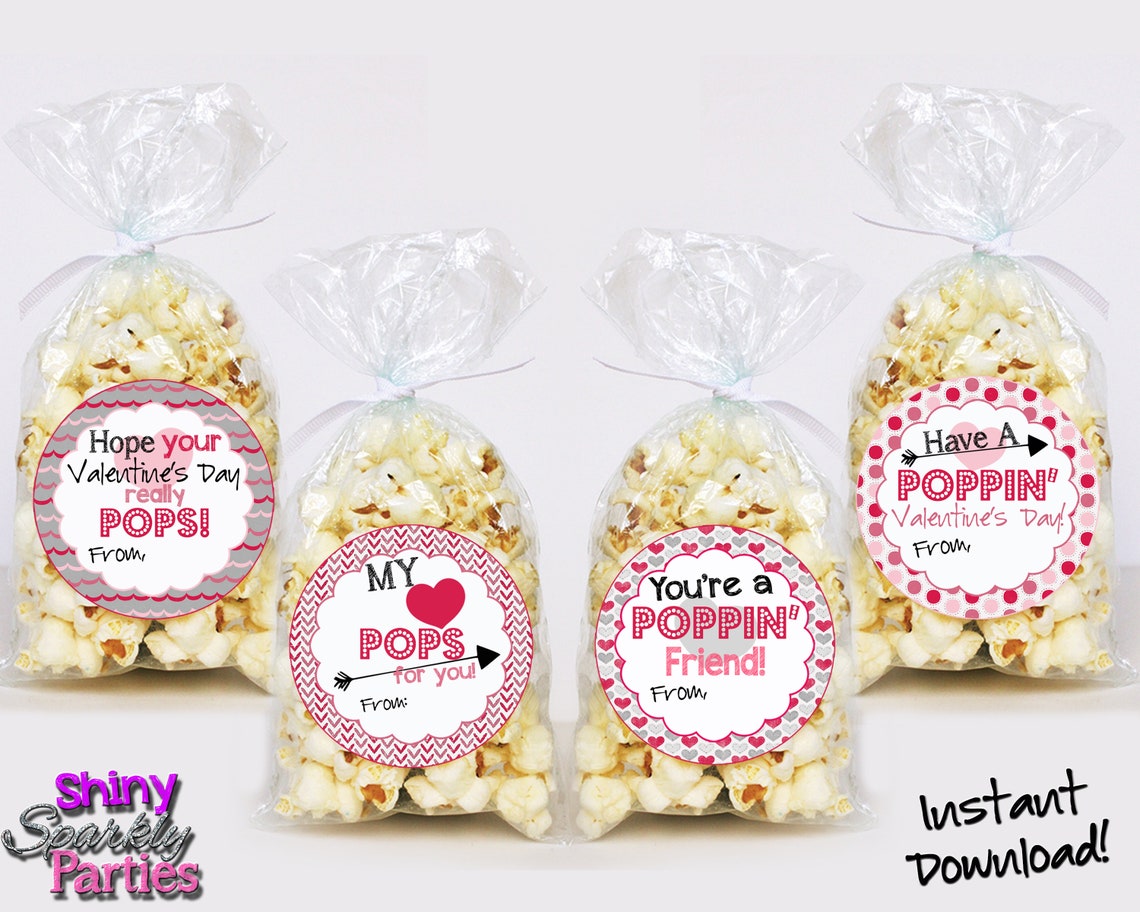 POPCORN VALENTINE Tags Classroom Valentines Popcorn Valentines - Etsy