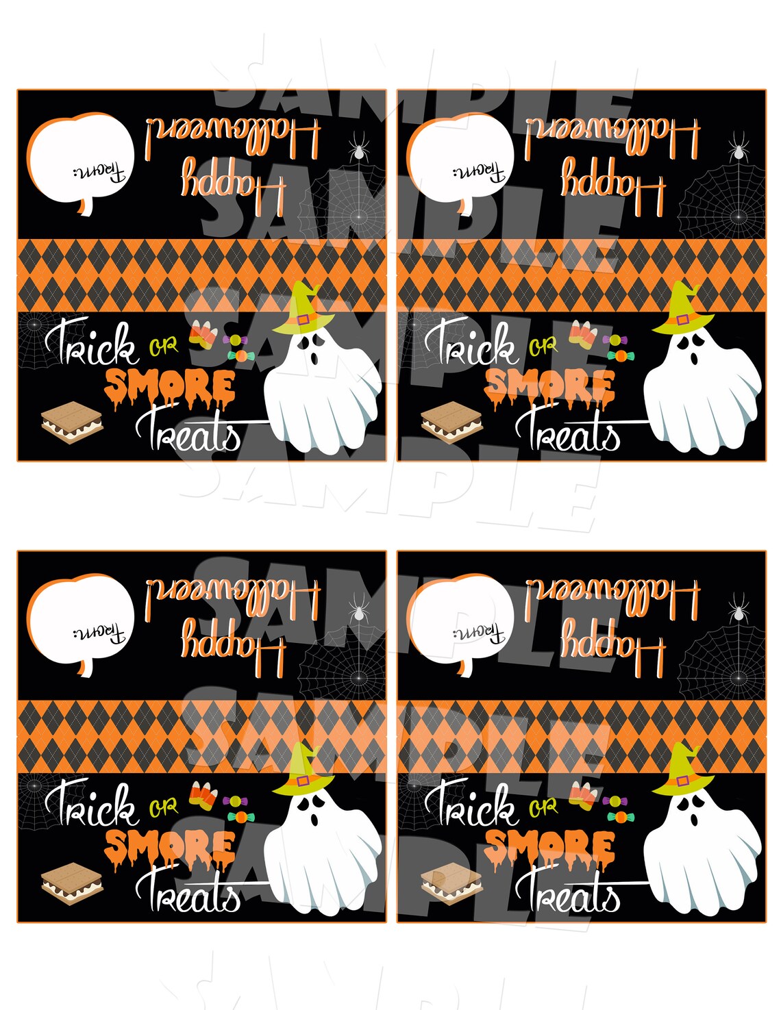 HALLOWEEN TREAT BAG Toppers Halloween Tags Gift Bag Tags | Etsy