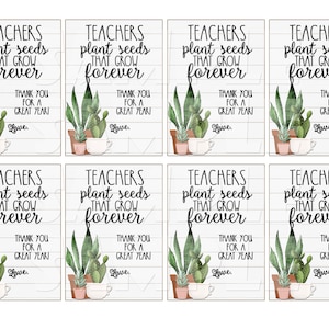 Plant Teacher Tags, Teacher Appreciation Gift Tags, Flower Sign ...