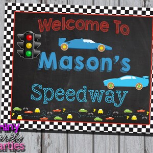 RACE CAR Party SIGN Racing Party Decoration Cars Welcome | Etsy