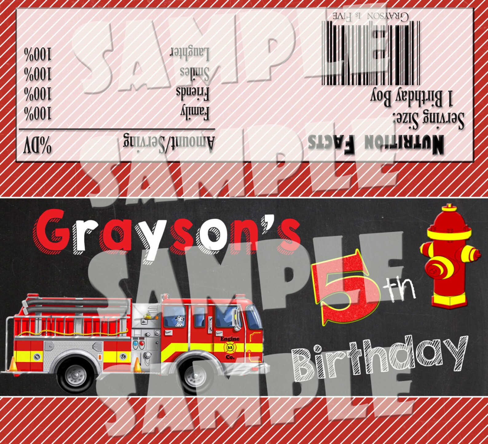 FIRETRUCK CANDY Bar WRAPPERS Firefighter Birthday Party - Etsy