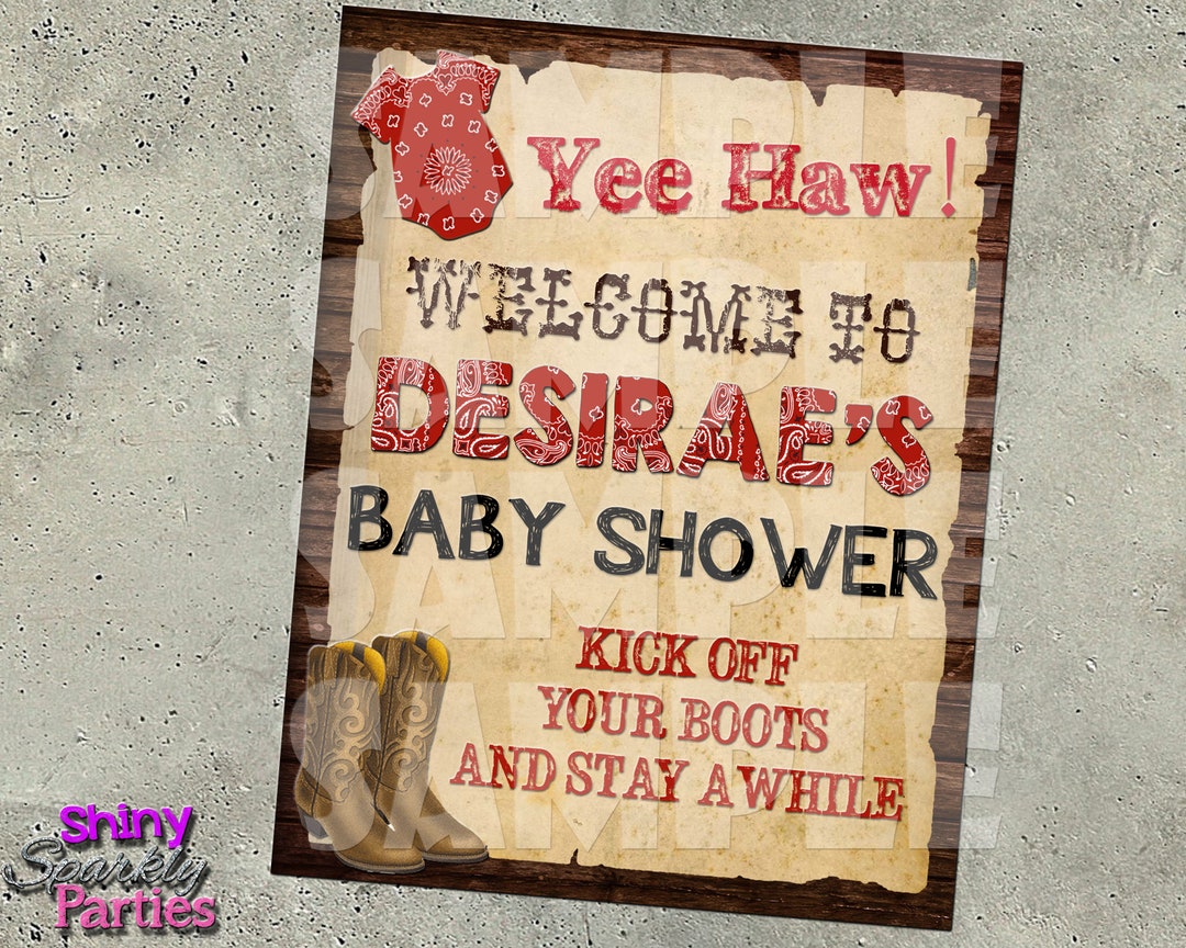 WESTERN PARTY SIGN, Party Sign, Cowboy Party Sign, Cowboy Baby Shower ...