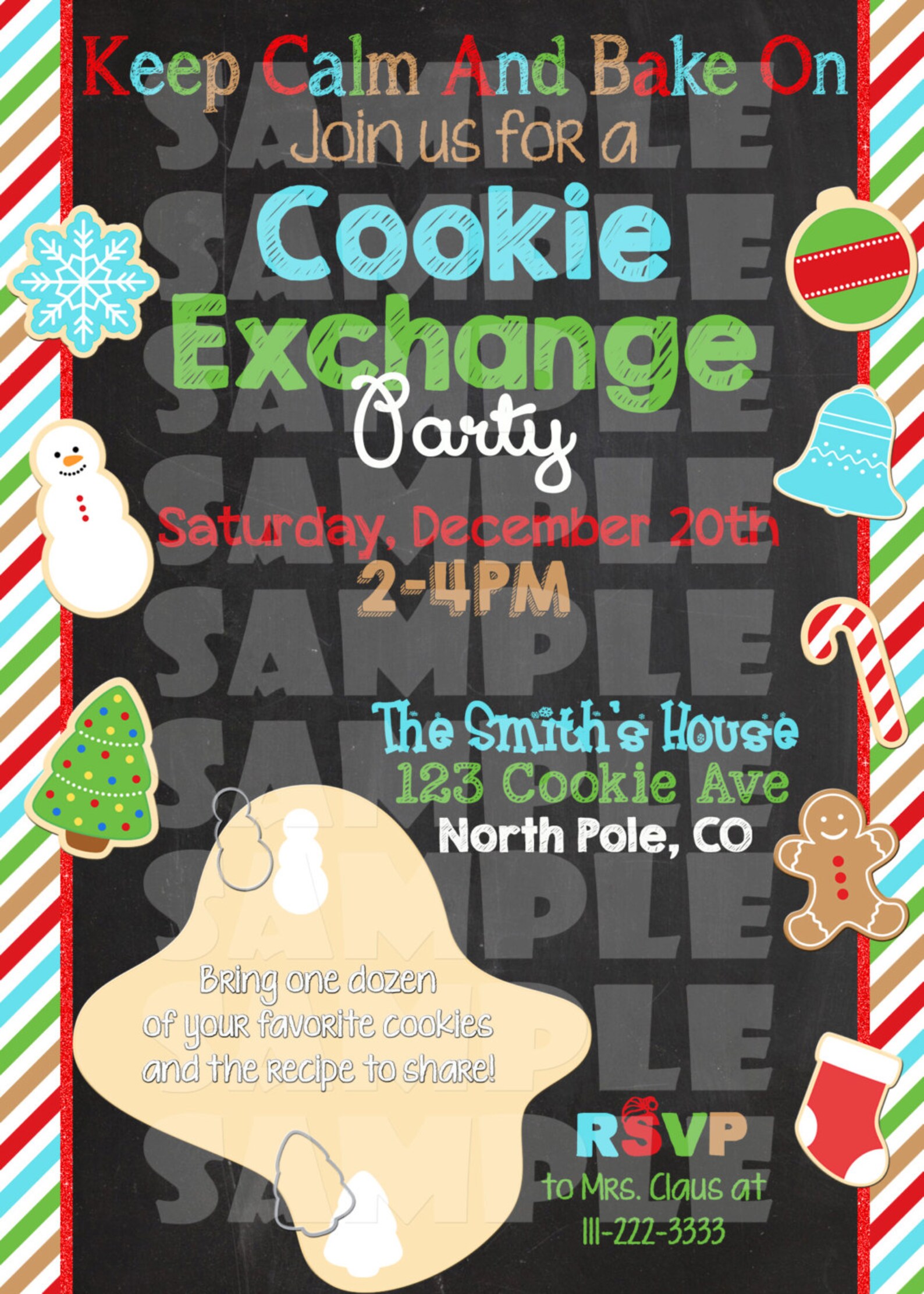 COOKIE EXCHANGE INVITATION, Christmas Party Invite, Cookie Baking Party ...