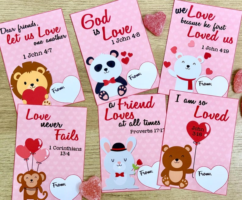 BIBLE VERSE VALENTINES, Bible Scripture Valentine Cards, Classroom ...