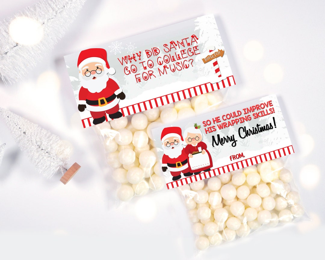 CHRISTMAS TREAT BAG Toppers, Christmas Jokes, Classroom Gift, Students ...