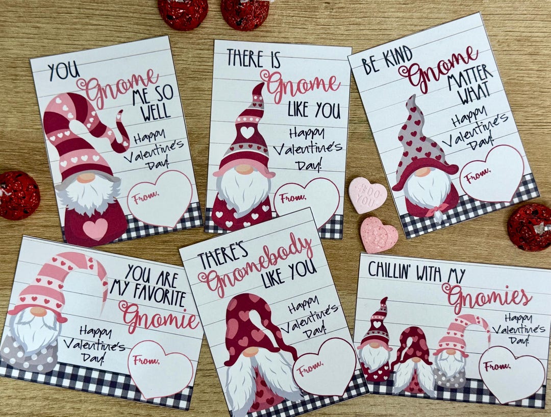 GNOME VALENTINE CARDS, Valentines for School, Gnome Valentines ...