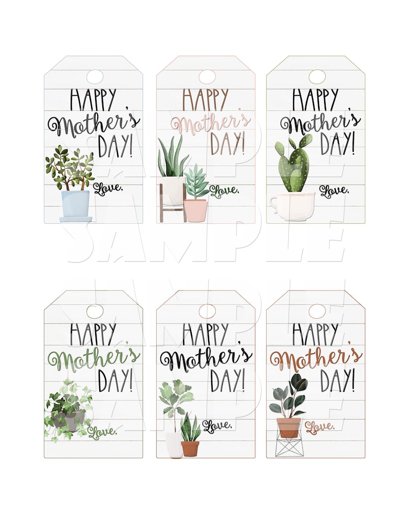 MOTHER'S DAY Gift TAGS House Plant Tags Happy - Etsy