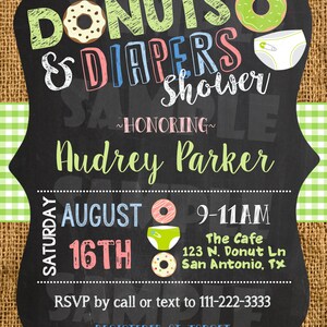 DONUTS and DIAPERS SHOWER Invitation, Brunch Invite, Breakfast Shower ...