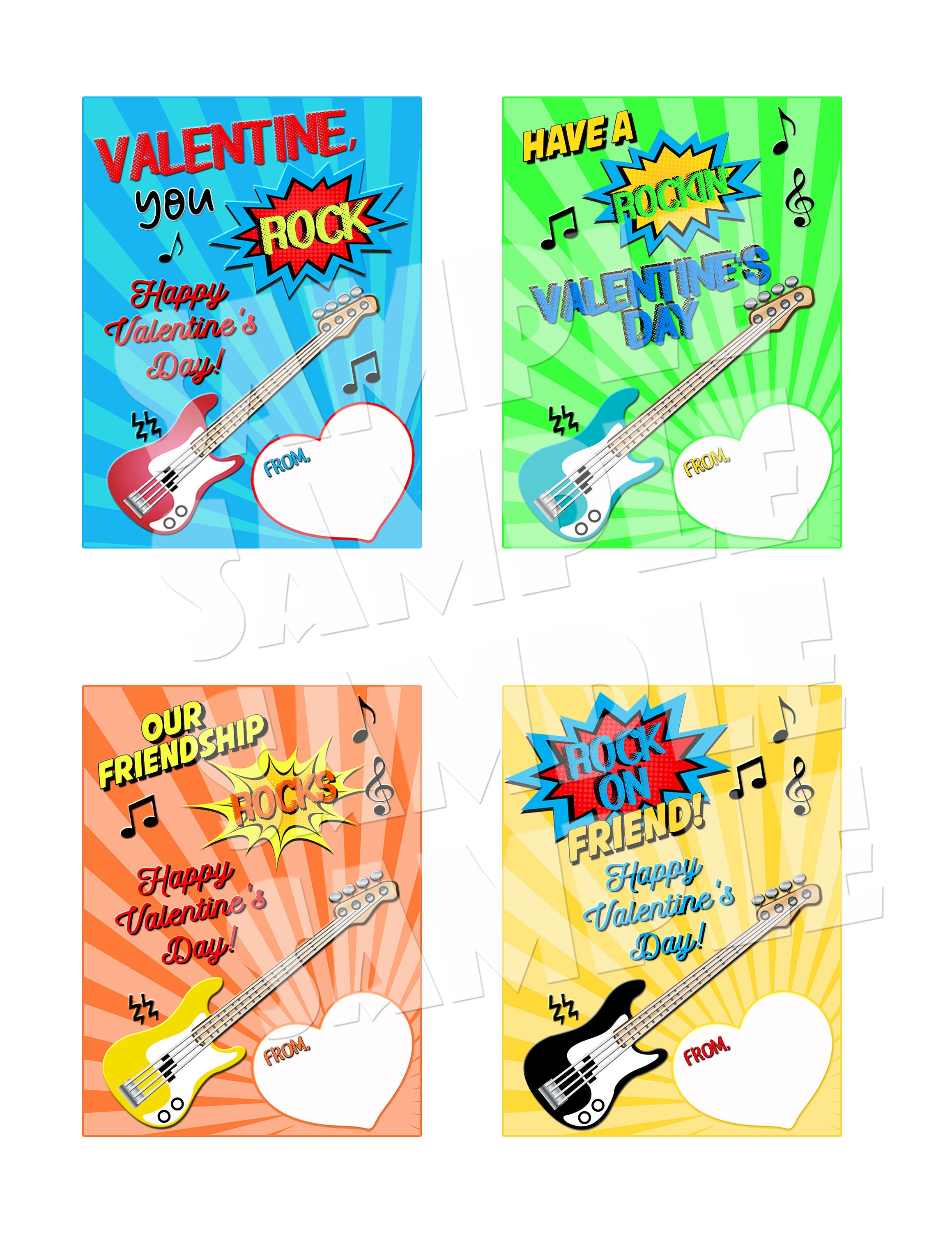 ROCKSTAR VALENTINES, Guitar Valentine Cards, Pop Rocks, Valentines for ...