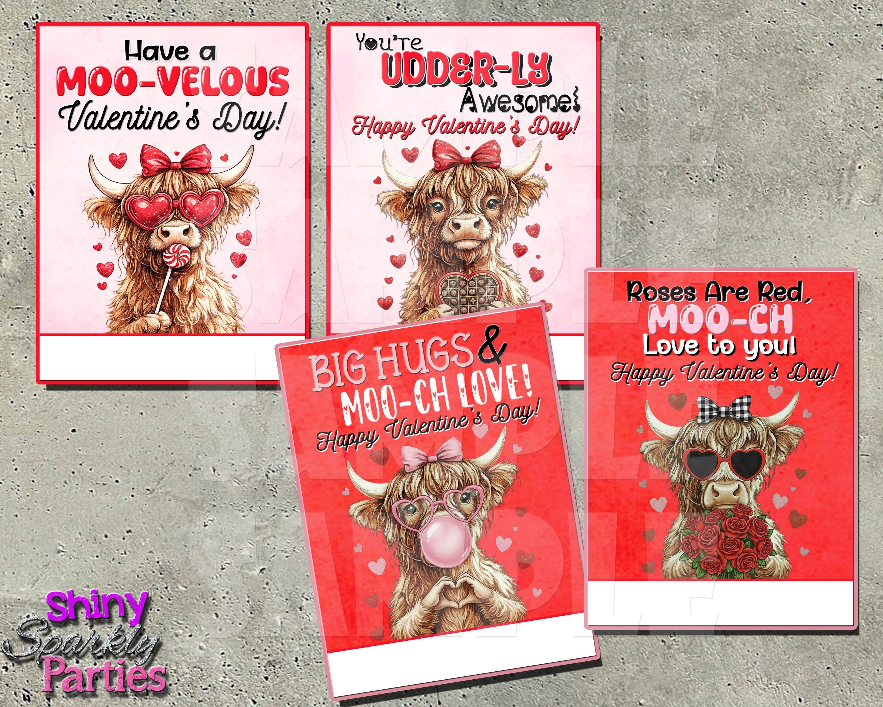 Highland Cow Valentine, Cow Valentine Printable, Kids Valentines ...