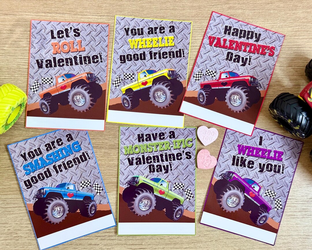 MONSTER TRUCK VALENTINES - Valentines for School - Valentine's Day ...
