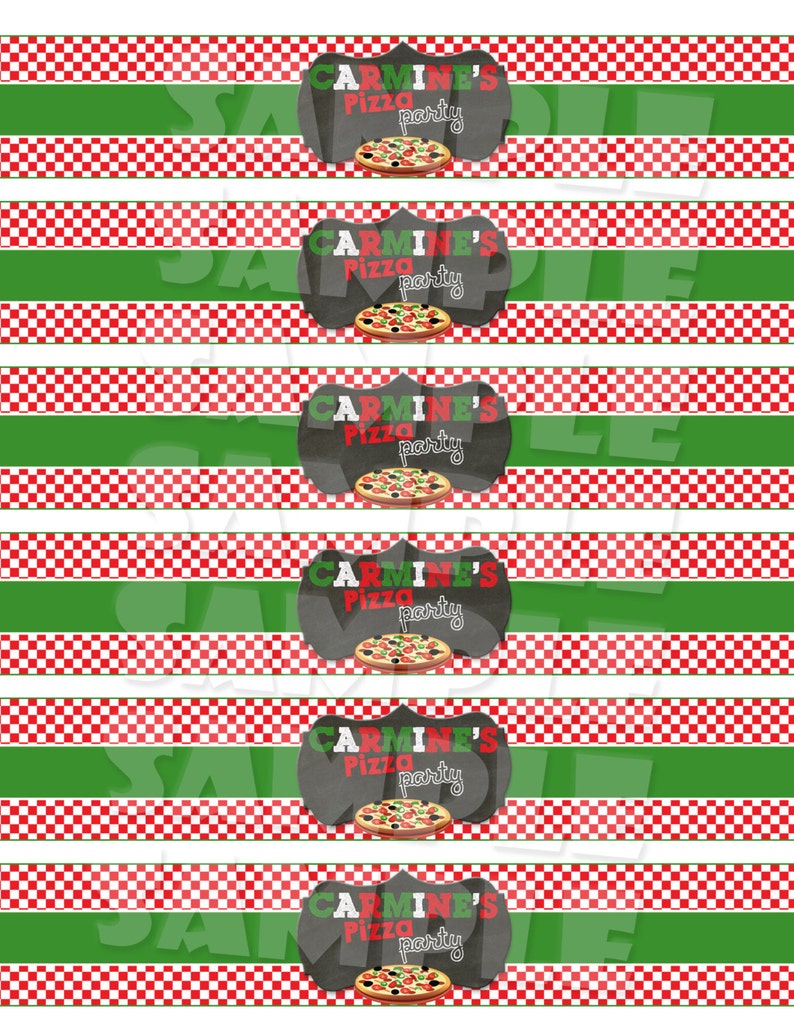 PIZZA PARTY WATER Bottle Labels Pizza Birthday Party Water | Etsy