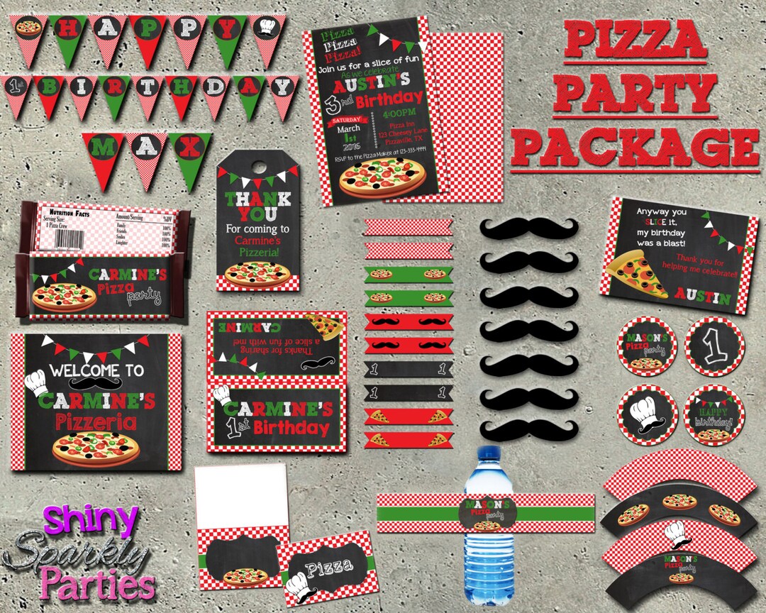 PIZZA PARTY, Pizza Making Party, Printable Party Invites, Little Chef ...