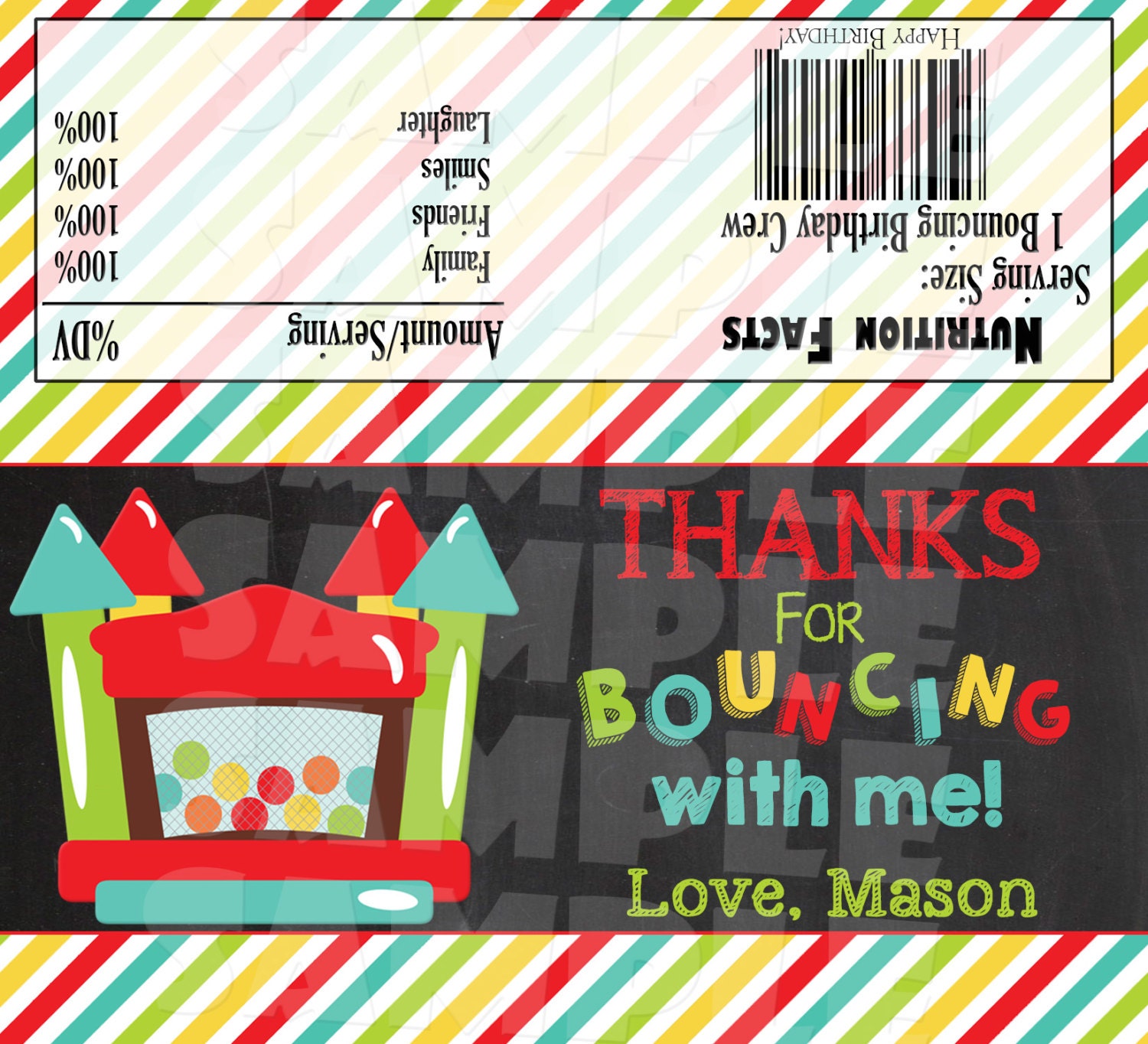 BOUNCE HOUSE Candy Bar WRAPPERS, Bounce House Birthday Party Favors ...