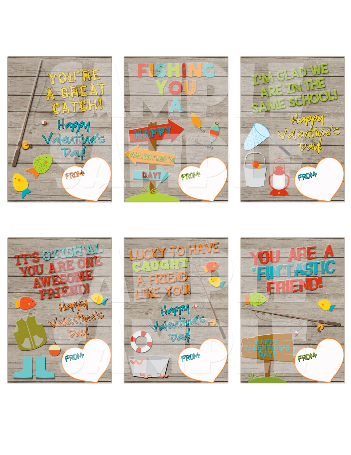 FISHING VALENTINES - Fishing Themed VALENTINE Cards - Fisherman - Boy's ...