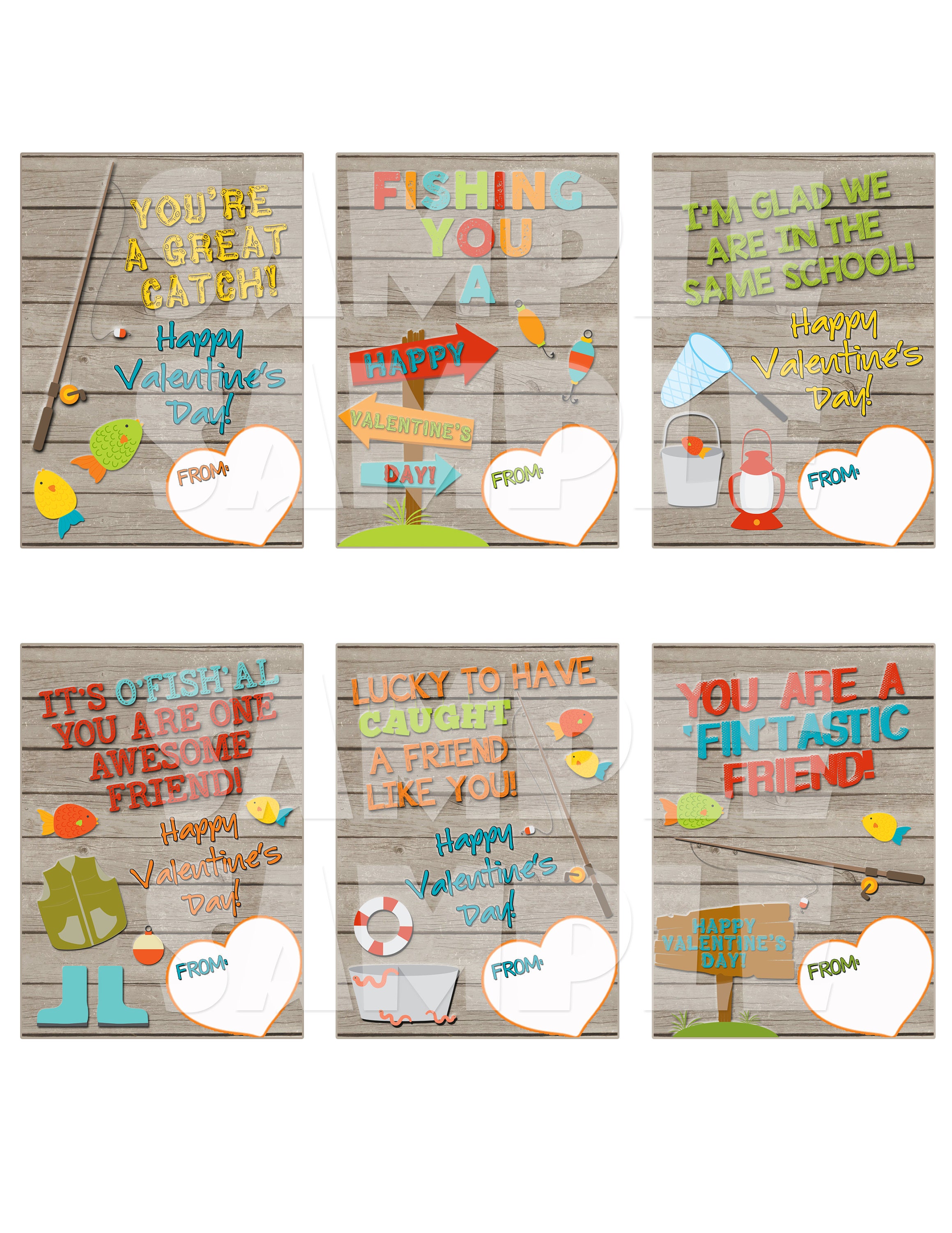 FISHING VALENTINES Fishing Themed VALENTINE Cards - Etsy