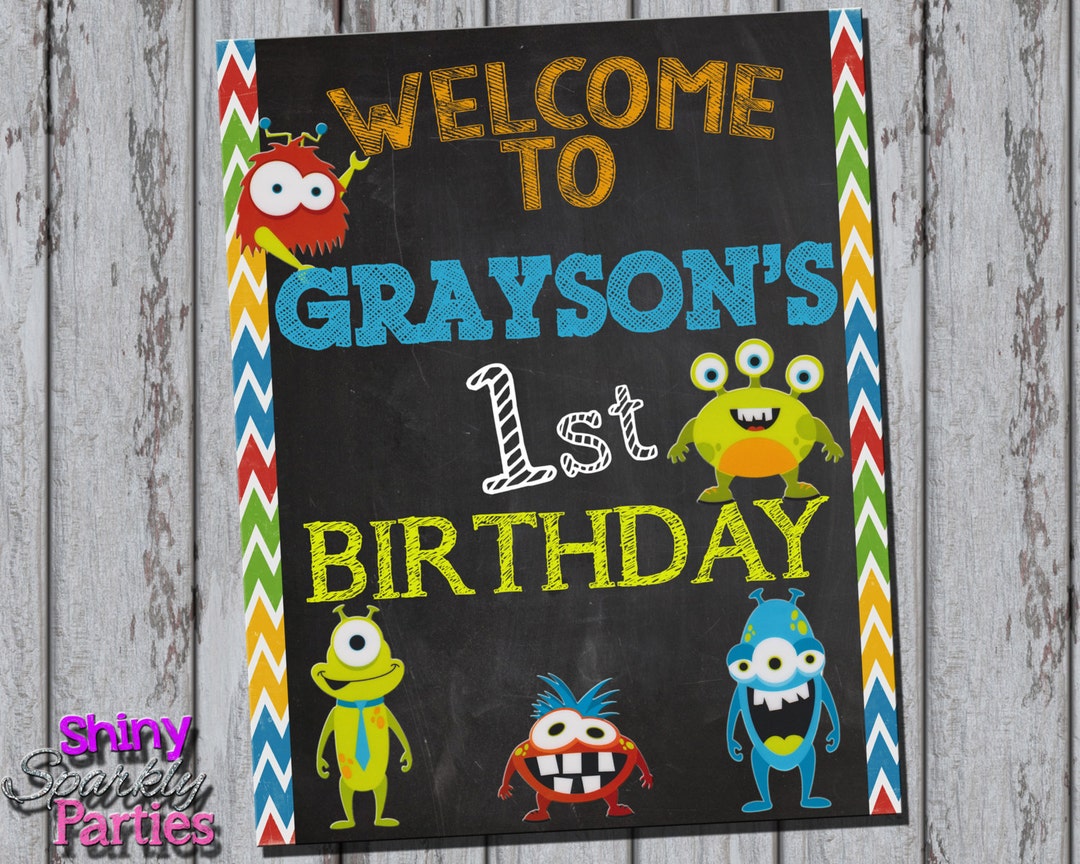 MONSTER PARTY Chalkboard SIGN, Monster Bash Sign, Little Monster ...